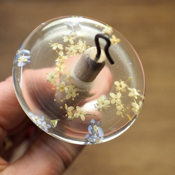 Botanical Top Whorl Resin Drop Spindle - Forget Me Not and Elderflower ...