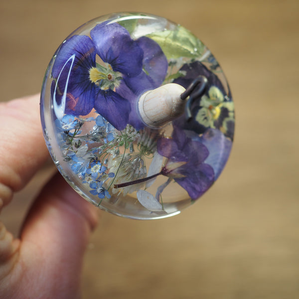 Botanical Top Whorl Resin Drop Spindle - Viola and Wildflower Mix, Hea ...
