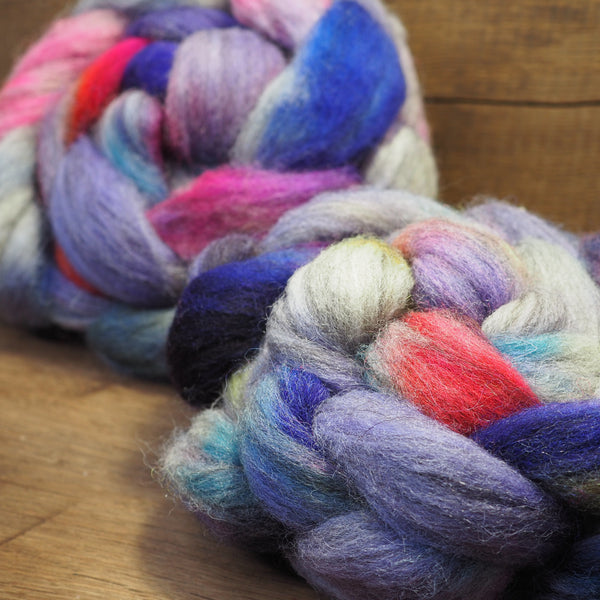 Hand Dyed Cheviot Wool Top for Spinning or Felting - 'Periwinkles ...
